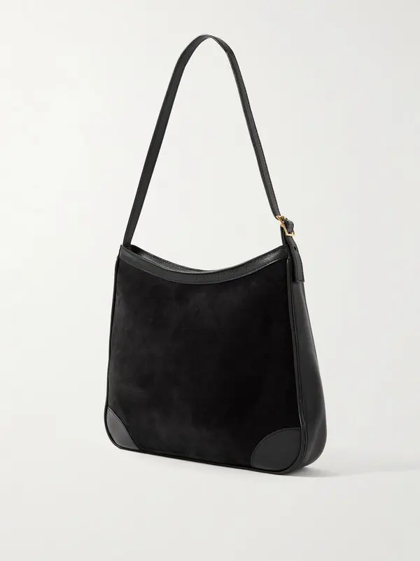 NILI LOTAN Abbey Leather-trimmed Suede Shoulder Bag