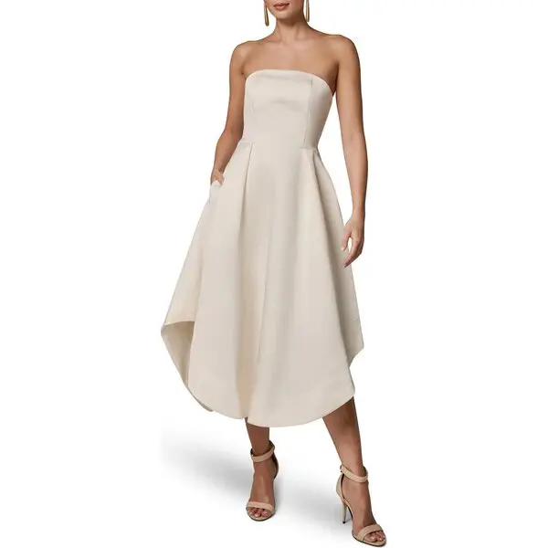Donna Karan New York Strapless Satin Gown - Cream