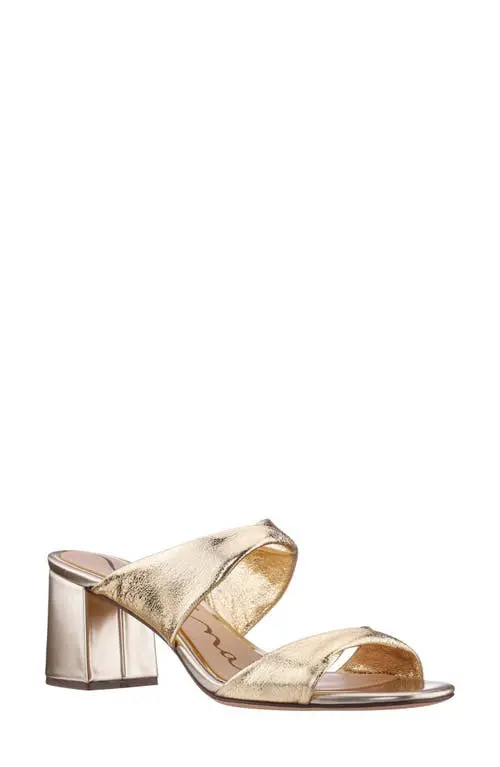 Nina Bassie Block Heel Slide Sandal - Gold Soft