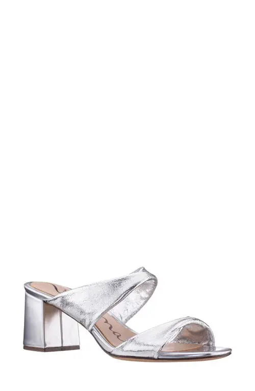 Nina Bassie Block Heel Slide Sandal - Silver Soft
