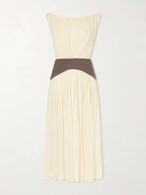 ABADIA Siena Off-the-shoulder Silk-crepon Maxi Dress - Cream