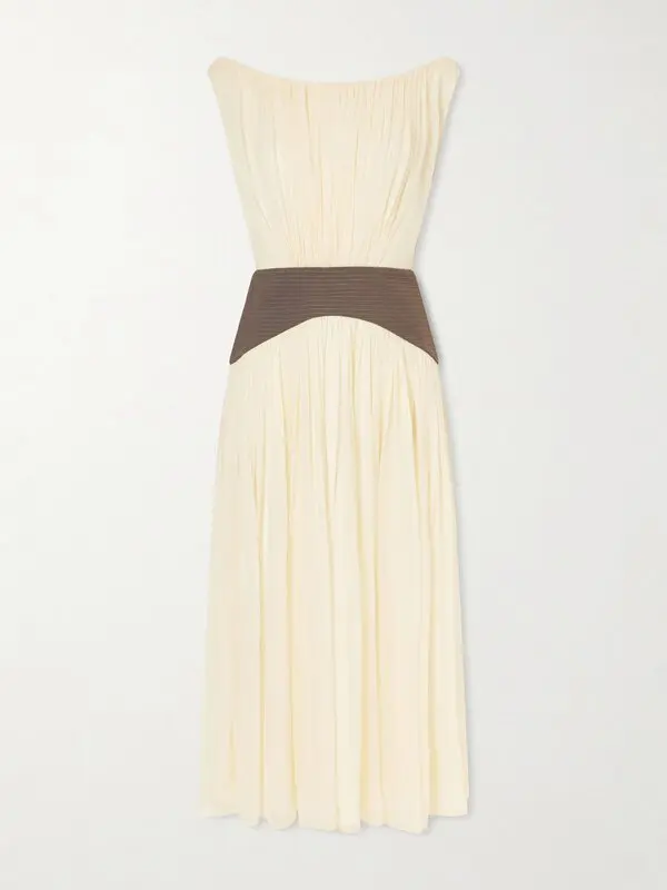 ABADIA Siena Off-the-shoulder Silk-crepon Maxi Dress - Neutrals