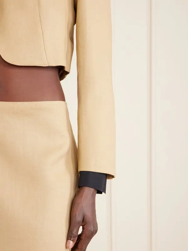 Max Mara Cropped Linen-twill Blazer - Neutrals