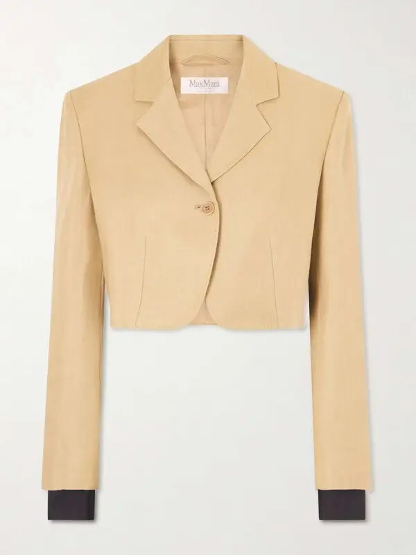 Max Mara Cropped Linen-twill Blazer - Sand