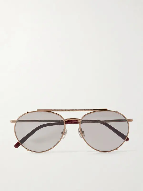 Brunello Cucinelli Aviator-frame Titanium Sunglasses - Gold