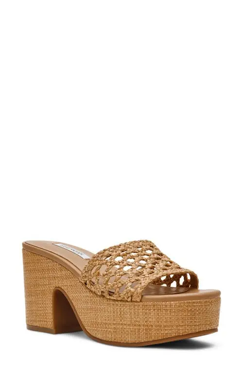 Steve Madden Torch Platform Slide Sandal - Natural Raffia