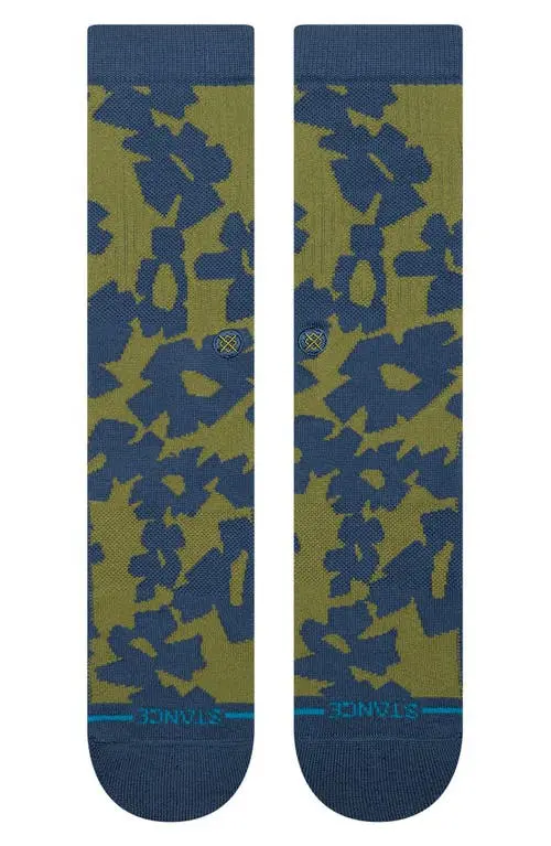 Stance Stomped Combed Cotton Blend Crew Socks - Olive