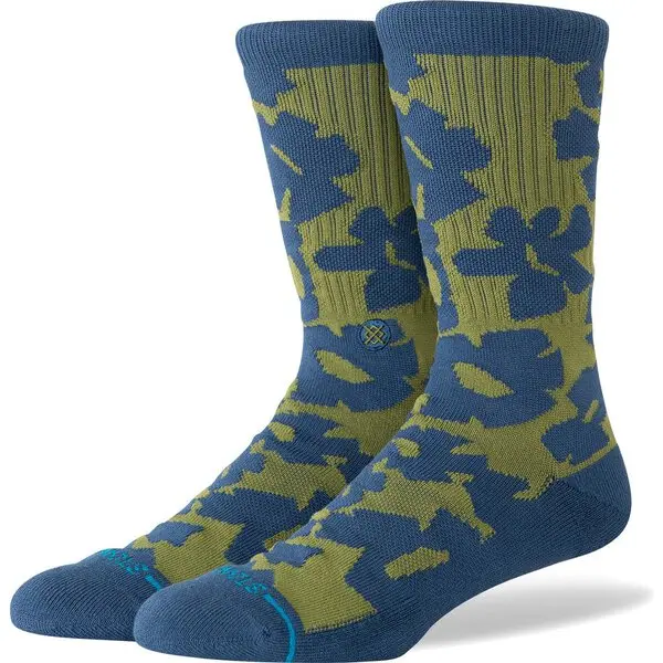 Stance Stomped Combed Cotton Blend Crew Socks - Olive