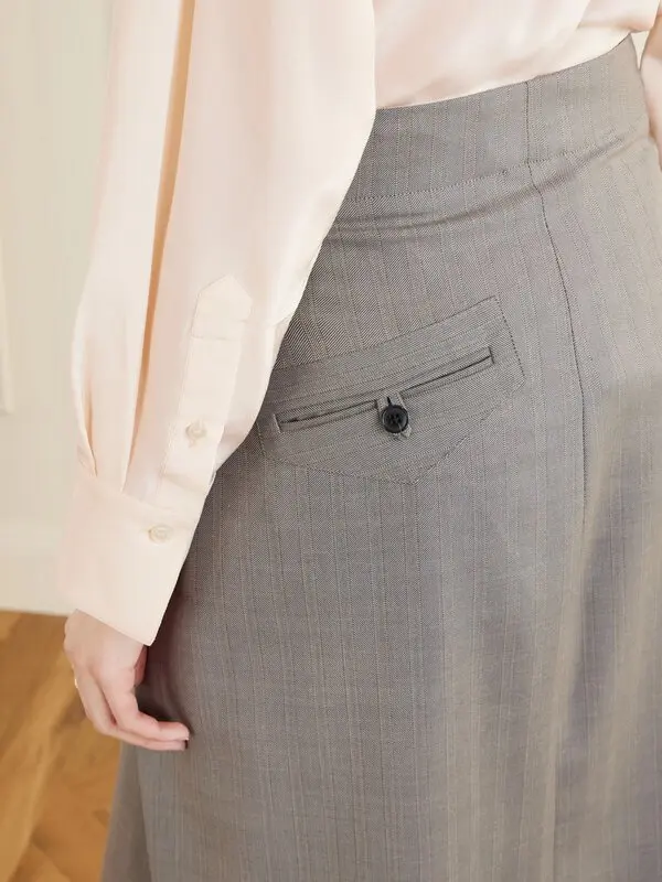 Victoria Beckham Pleated Wool Midi Skirt