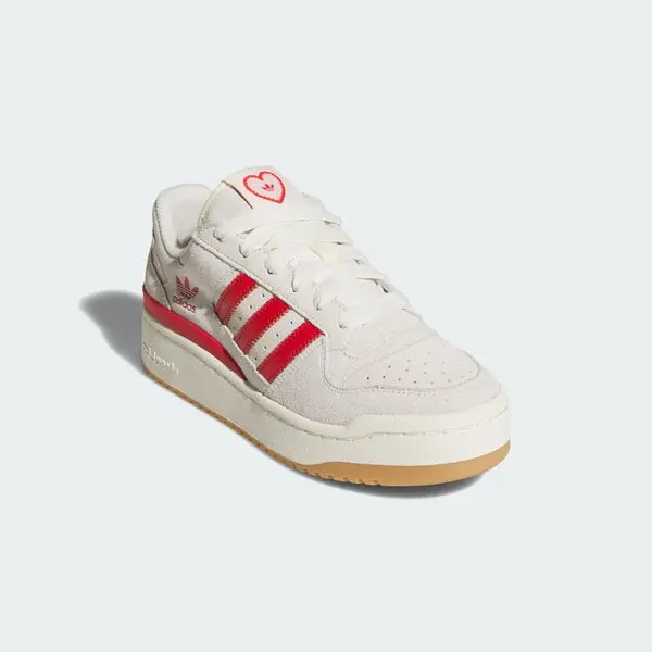 Adidas Forum Bold Stripes Sneakers - Cream White / Red / Sandy Pink