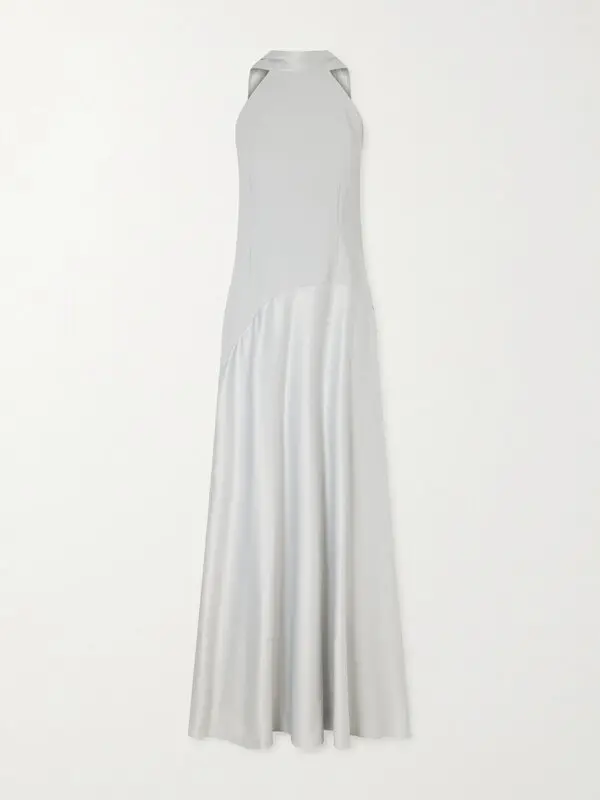 Solace London Cece Cape-effect Gown - Silver