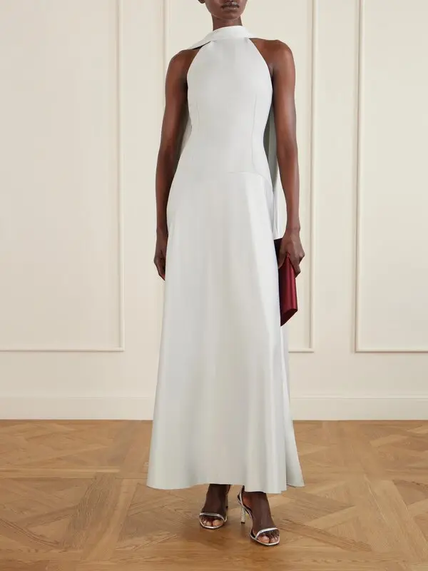 Solace London Cece Cape-effect Gown - Silver