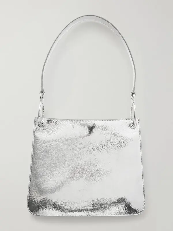 JIL SANDER Otto Small Metallic-leather Shoulder Bag - Gray