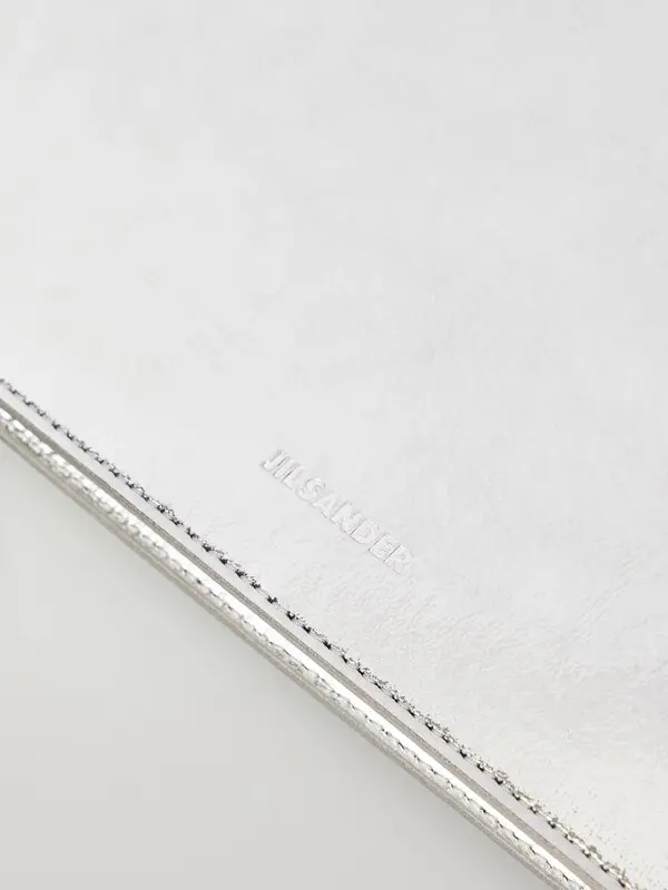 JIL SANDER Otto Small Metallic Leather Shoulder Bag - Gray
