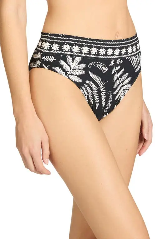Robin Piccone Hailey High Waist Bikini Bottoms - Black/ecru