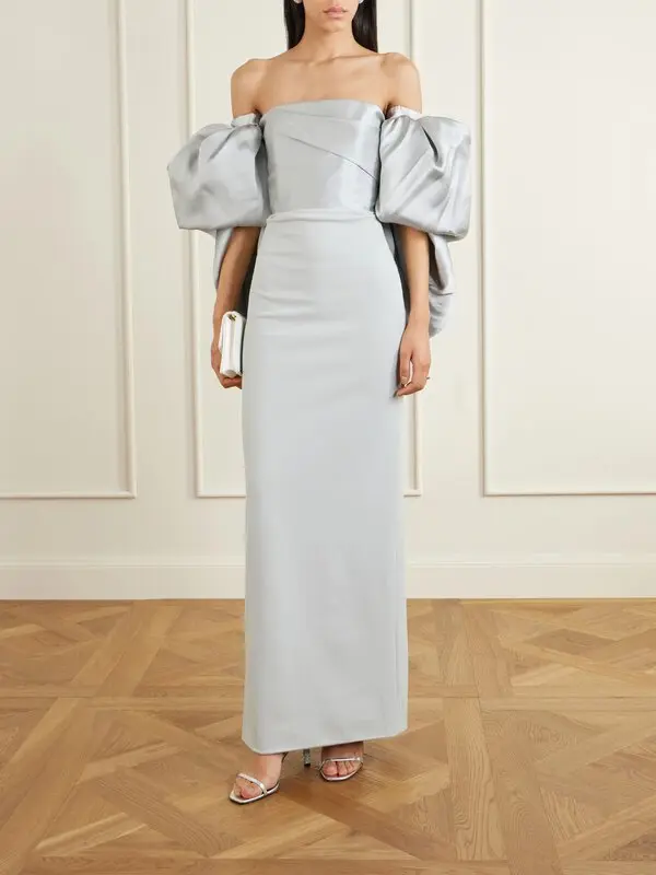 Solace London Floris Off-the-shoulder Maxi Dress - Silver