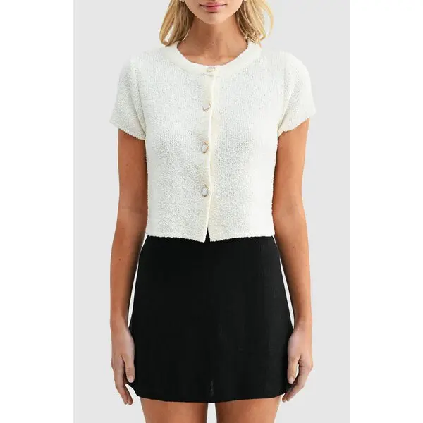 ALL IN FAVOR Short Sleeve Crop Cardigan
