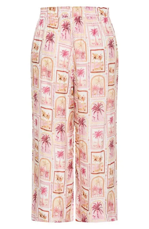 City Chic Postcard Print Wide Leg Pants