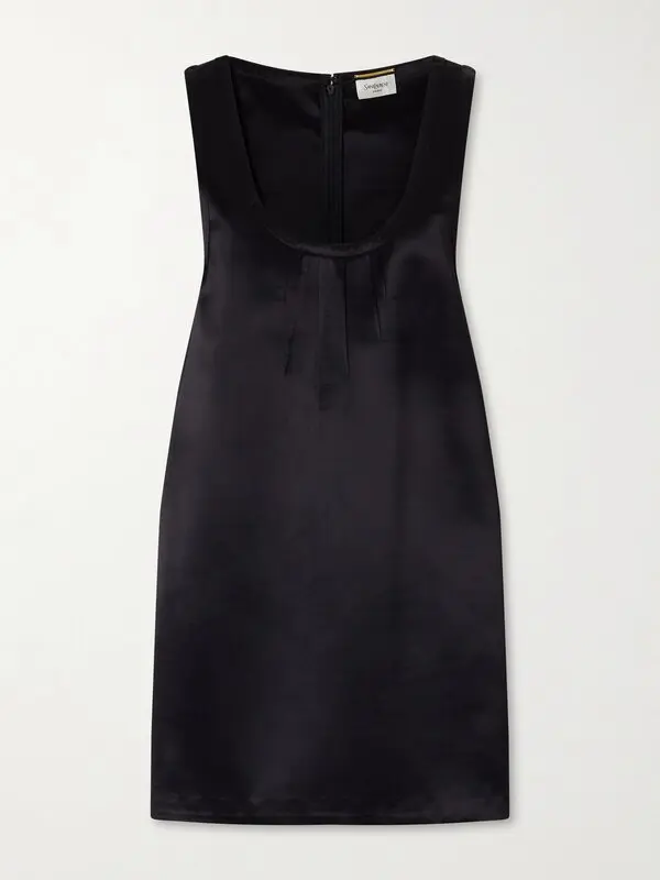 Saint Laurent Satin Mini Dress - Black