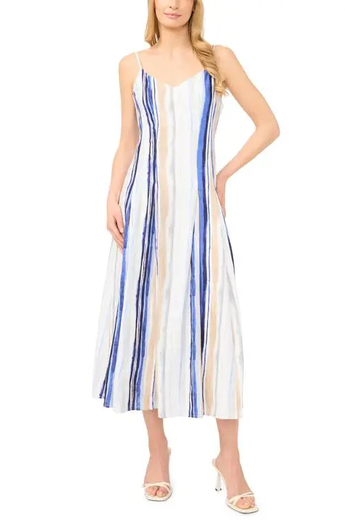 Halogen Stripe Godet A-line Sundress - Blue Multi