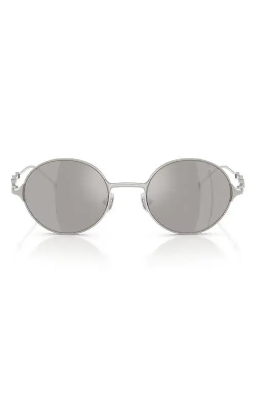 DIESEL® 49mm Small Round Sunglasses - Shiny Silver/mirror Silver