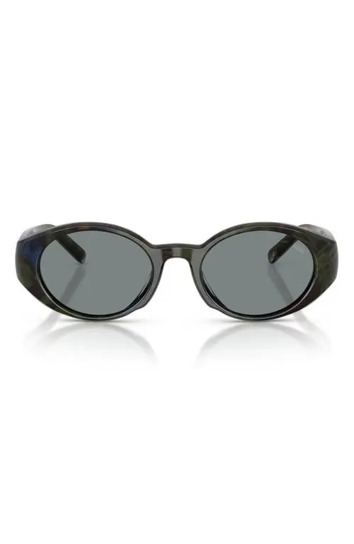 DIESEL® 52mm Oval Sunglasses - Green Havana/grey