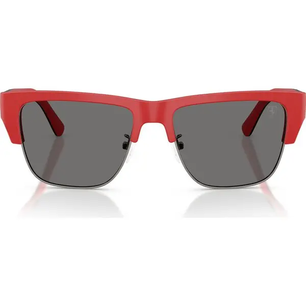 SCUDERIA FERRARI 55mm Polarized Square Sunglasses - Red Matte Black Red/grey
