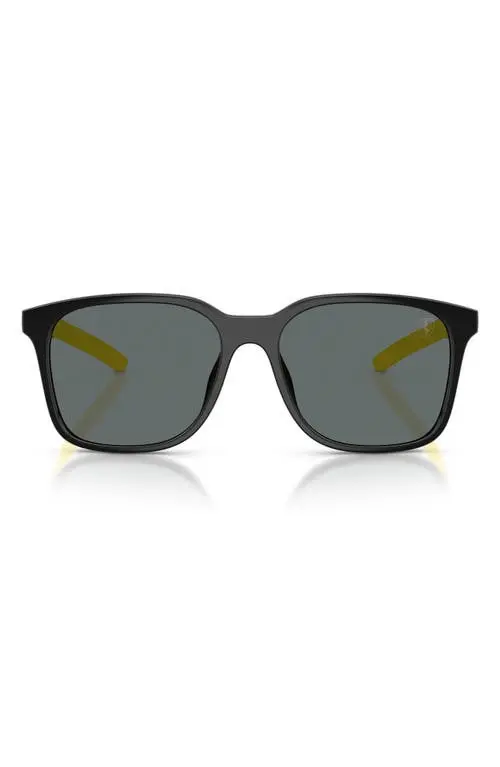 SCUDERIA FERRARI 57mm Polarized Square Sunglasses - Black Shiny/dark Grey Polar