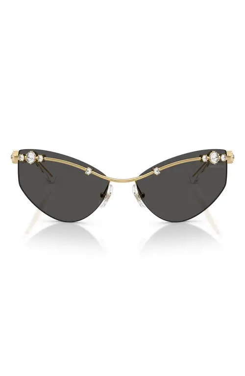 SWAROVSKI 61mm Irregular Sunglasses - Gold/dark Grey