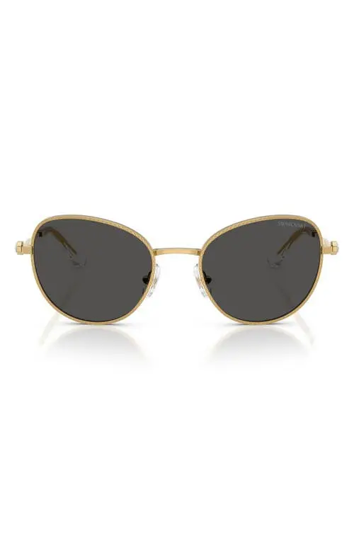SWAROVSKI 54mm Round Sunglasses - Gold/dark Grey