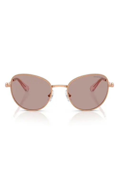 SWAROVSKI 54mm Round Sunglasses - Rose Gold/light Purple Brown