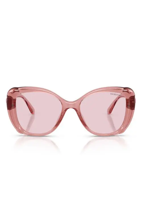 SWAROVSKI 53mm Butterfly Sunglasses - Transparent Pink/purple