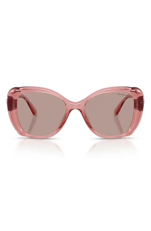 SWAROVSKI 53mm Butterfly Sunglasses - Transparent Pink/purple