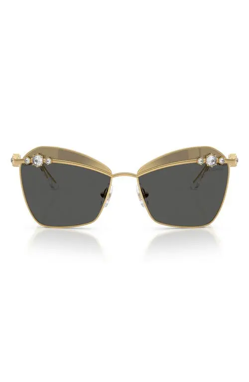 SWAROVSKI 57mm Butterfly Sunglasses - Gold/grey Tampo Gold