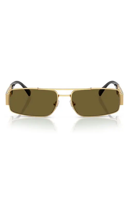 Versace 60mm Rectangular Sunglasses - Gold/dark Brown