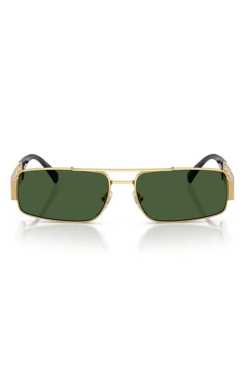 Versace 60mm Rectangular Sunglasses - Gold/dark Green