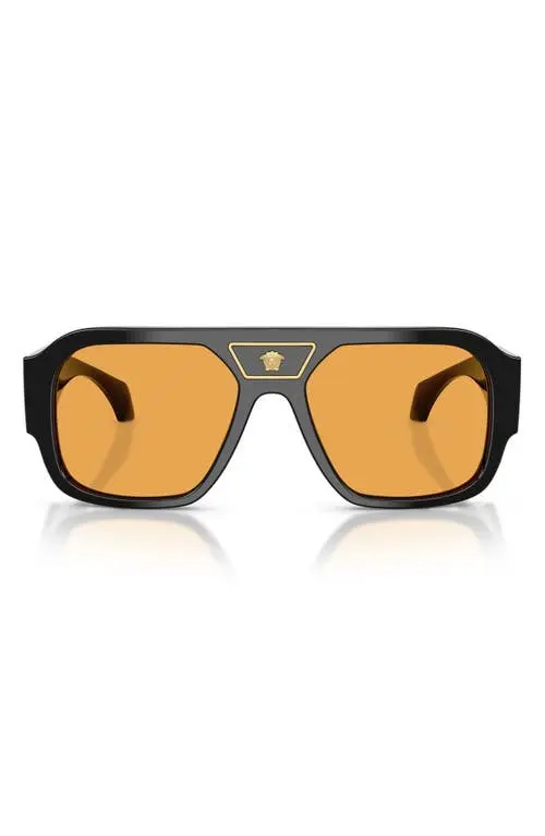 Versace 56mm Square Sunglasses - Black/orange