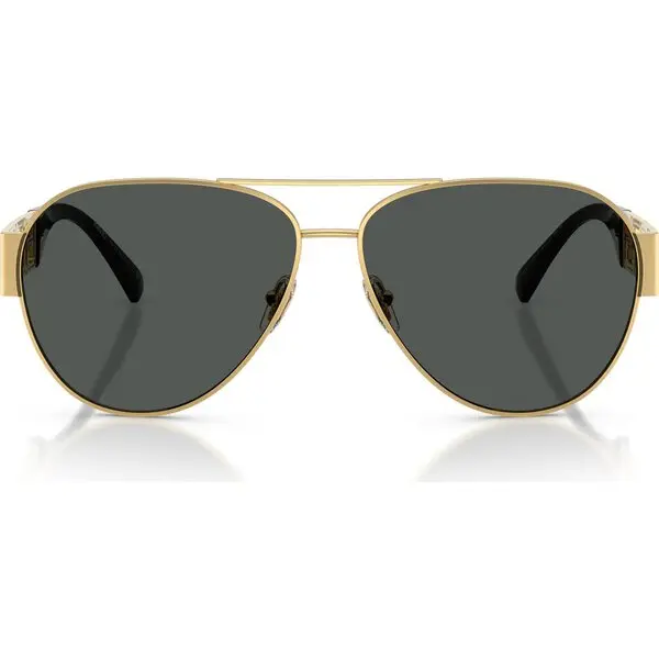 Versace 61mm Aviator Sunglasses - Gold/dark Grey