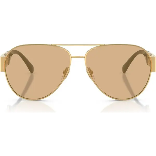 Versace 61mm Aviator Sunglasses - Gold/yellow Mirror Silver