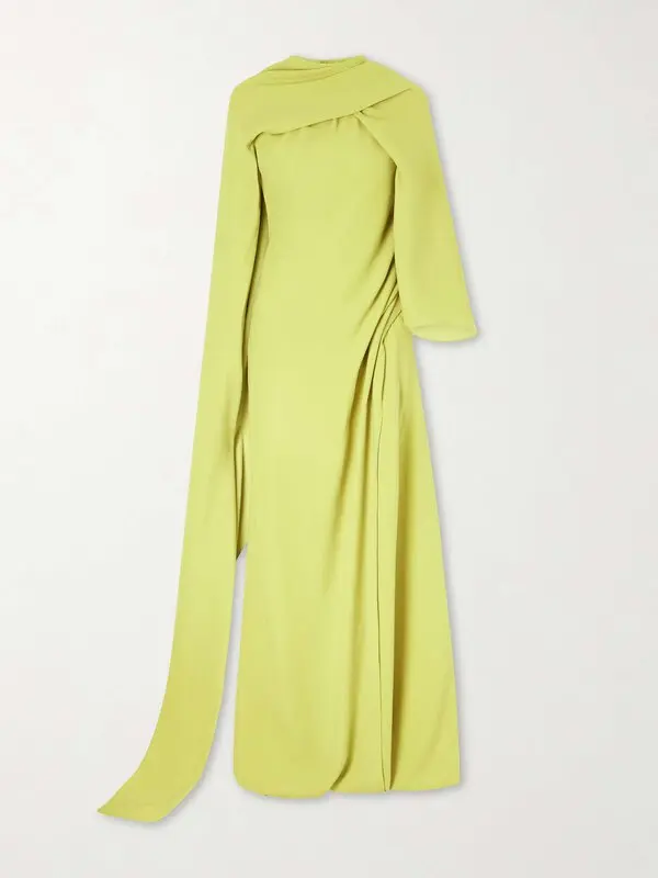 MARMAR HALIM Draped Crepe Gown - Lime Green