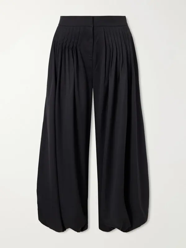 ABADIA Sherwal Pleated Wool-blend Twill Tapered Trousers - Black