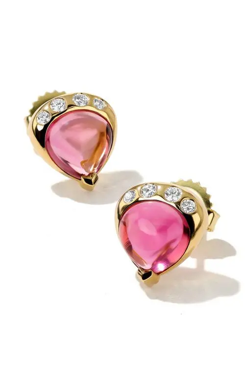 MARK HENRY 18k Gold Stud Earrings - Pink Tourmaline