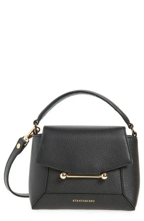 Strathberry Nano Mosaic Grained Leather Top Handle Bag - Black