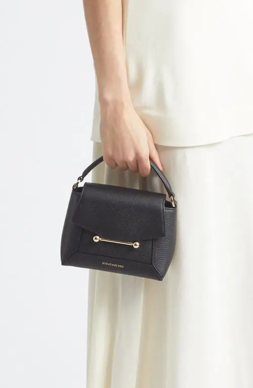 Strathberry Nano Mosaic Grained Leather Top Handle Bag - Black
