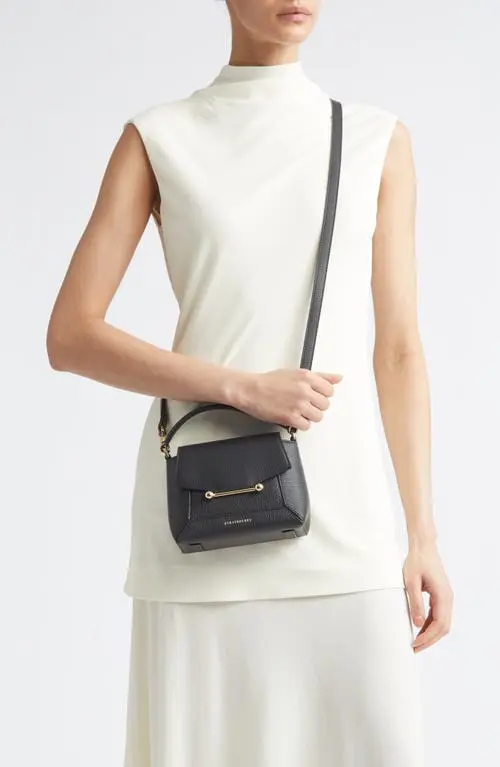 Strathberry Nano Mosaic Grained Leather Top Handle Bag - Black