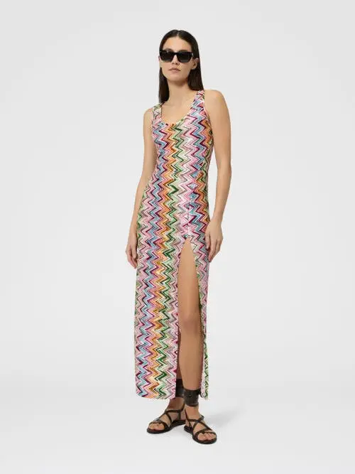 Missoni Long Stretch Viscose Cover-up With Zigzag Lace