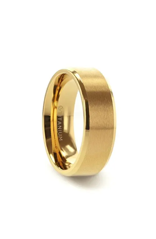 LARSON JEWELERS Radiate -plated Titanium Flat Brushed Center Wedding Ring - Gold