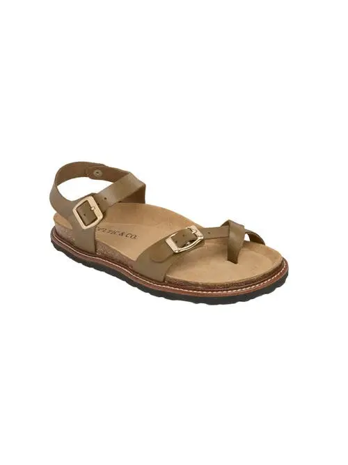 CELTIC & CO. Contoured Slip-on Clog Mule Sandals - Khaki