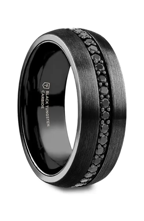 LARSON JEWELERS Valiant Sapphire Tungsten Ring - Black