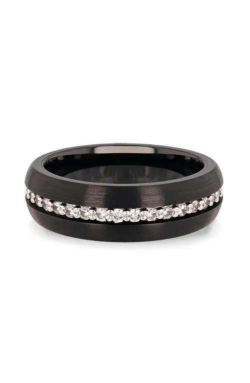 LARSON JEWELERS Tsar Tungsten Carbide Ring With White Sapphires